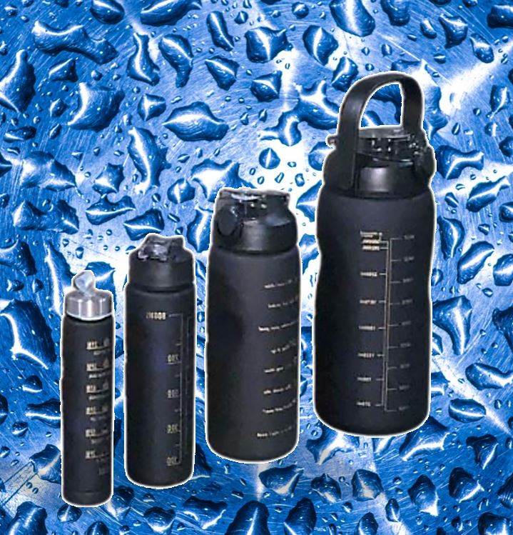Combo Motivational Water Bottles (4 pcs)(Black) – DMC Wholesale